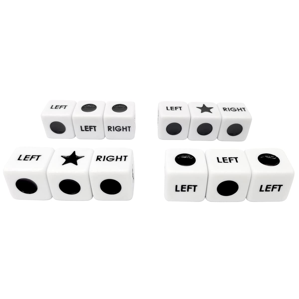 Left Right Center Dice Only 12 Dices Left Right Center Dice Game Prime Dice Only（ six Sided ，16mm Standard Size, Easy to Grip）