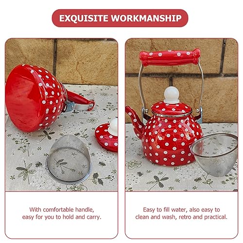 Luxshiny Enamel Kettle ceramic kettle flowering tea pot loose leaf tea kettle tea leaf infuser tea infuser pot enamel tea pot loose leaf teapot wear-resistant stove kettle universal milk