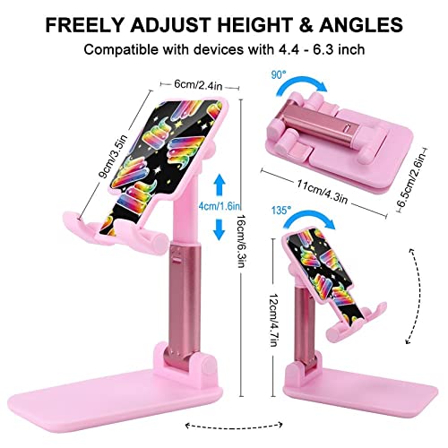 Rainbow Fable Poop Cell Phone Stand for Desk Foldable Phone Holder Height Angle Adjustable Sturdy Stand Pink-Style