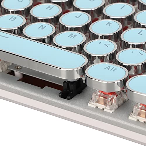 Mechanical Keyboard, 104 Keys RGB Backlight Typewriter Style Keyboard Red Switch Retro Round Keycaps Ergonomic Gaming Keyboard for PC(Blue)