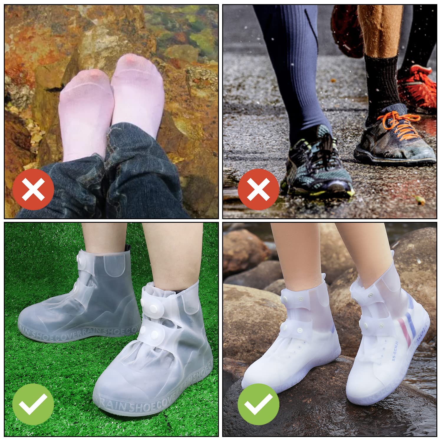 MagicDesign Upgraded Waterproof Silicone Non-Slip Shoe Covers For Rainy Days – Lightweight and Reusable Waterproof Overshoes – Easy to Carry and Practical – Ideal for Multiple Scenarios