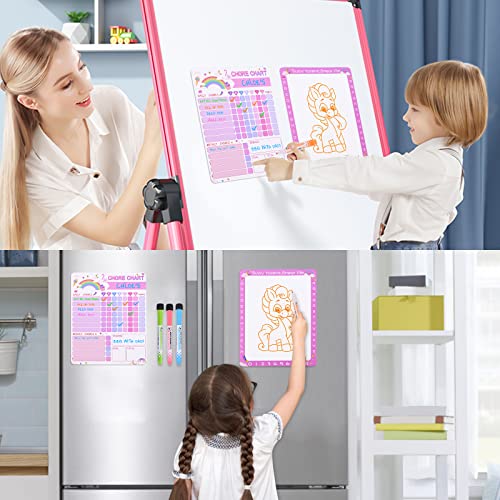 Rainbow Magnetic Chore Chart of Kids with Kids Doodle Board Magnetic,Good Behavior Chart,Magnetic Reward Chart Sets for Kids Behavior,My Responsibility Chart for Kids,Childhood Education Use