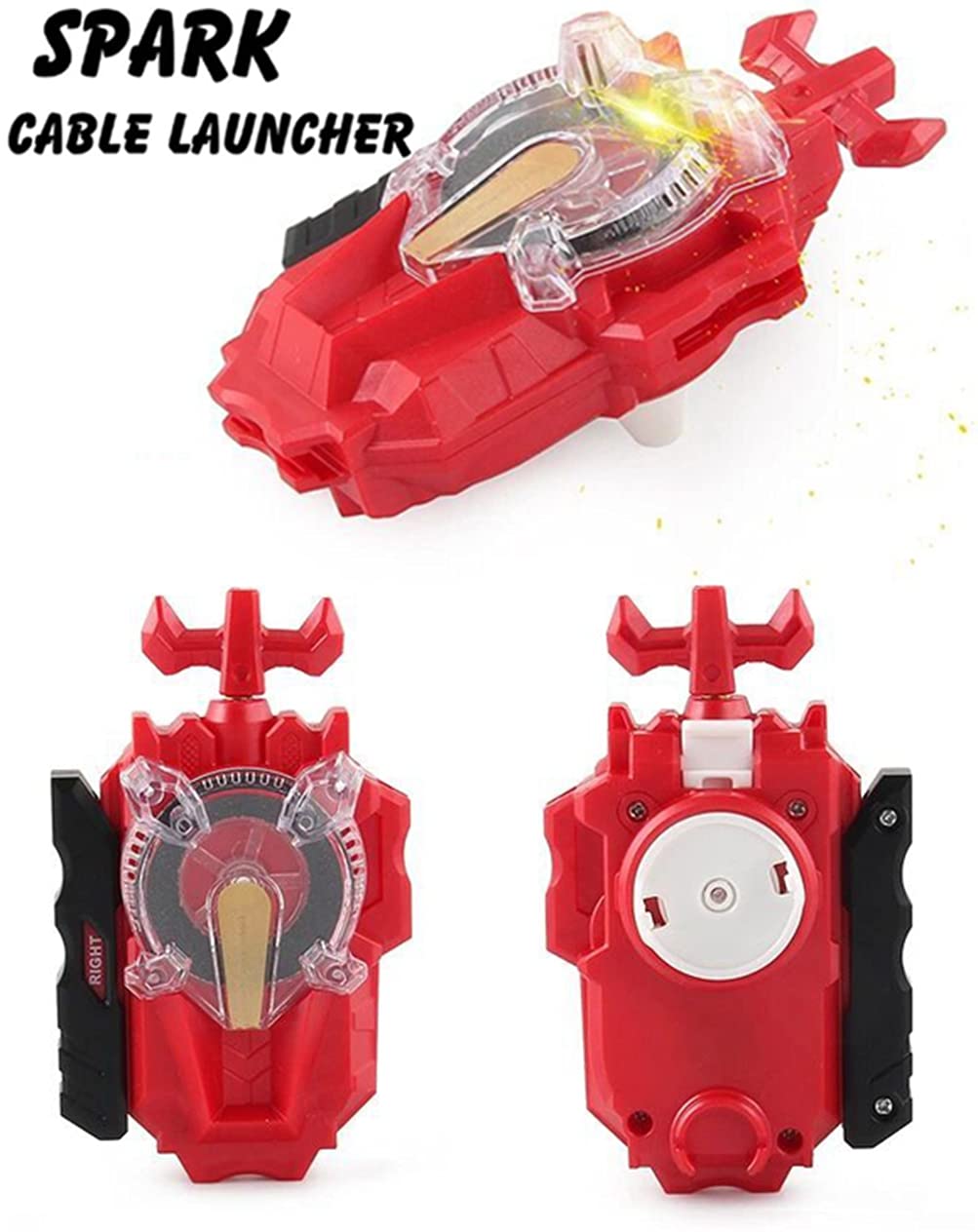 Left Right Sparking Launcher Bey Burst Evolution Battling Tops Blade Blades Lr String Launcher Grip DB B-191 Dangerous Belial All Might-2 Dynamite Battle Starter Set Gaming Toy Gifts for Boys