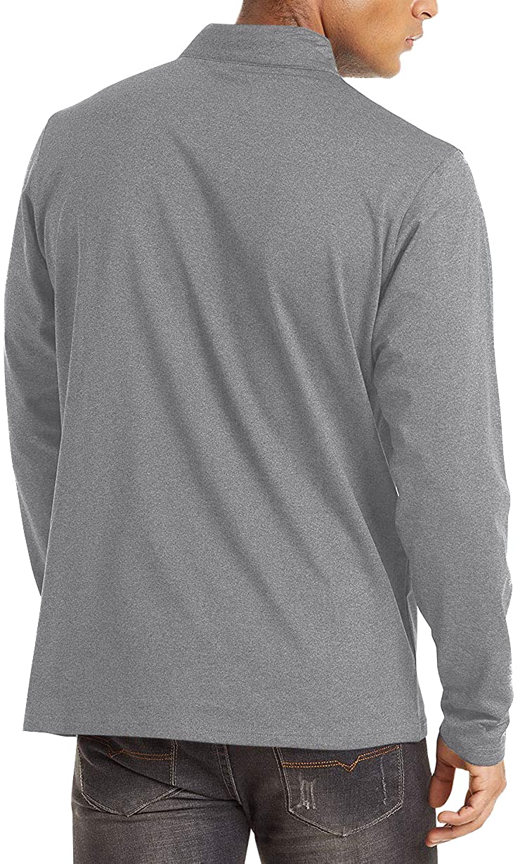 KEFITEVD Mens Workout Shirts Long Sleeve Golf Tops Athletic Shirts Fleece Lined Sweatshirt Quarter Zip Golf Shirts Gym Shirts Light Grey