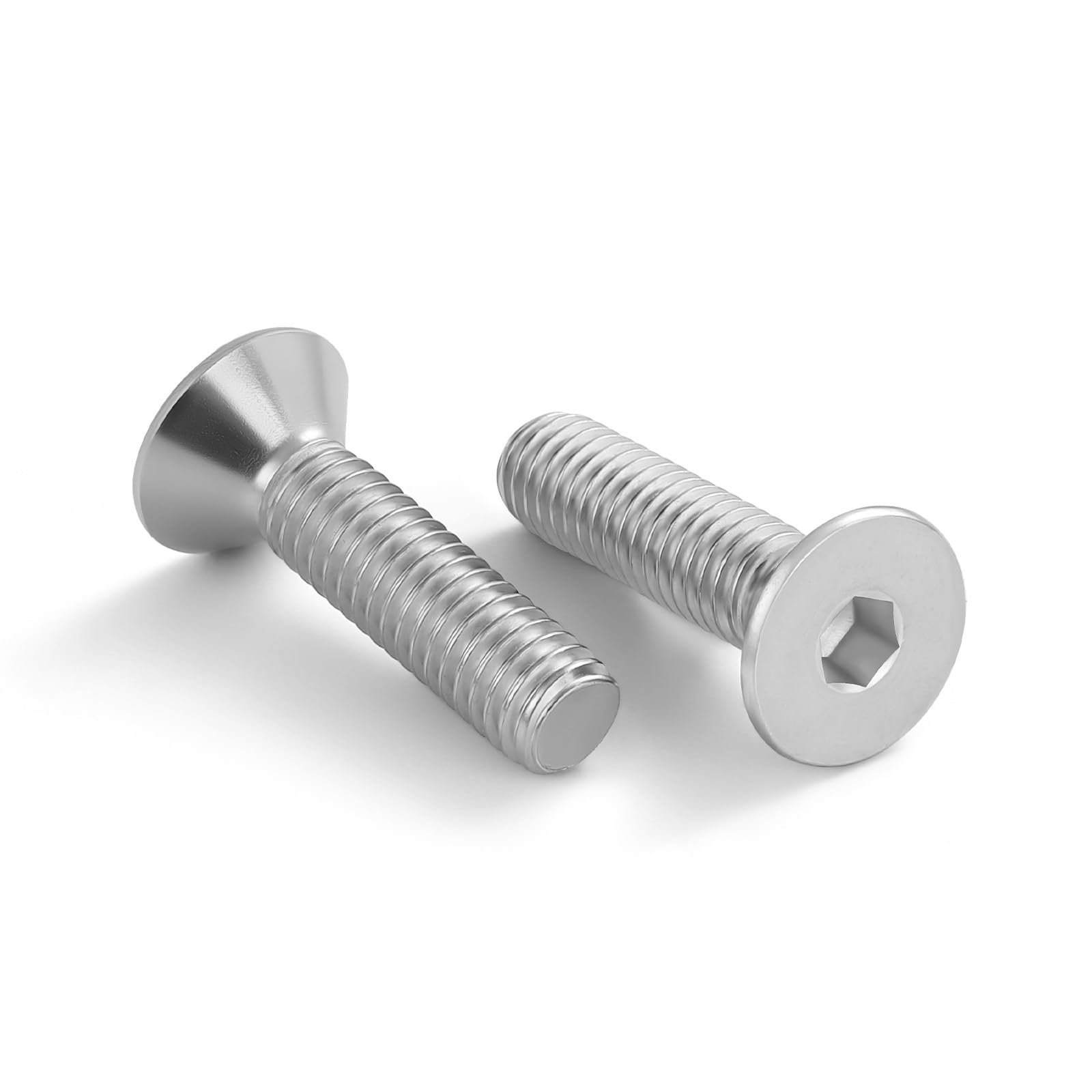 M5-0.8 x 12mm Flat Head Socket Cap Screws Countersunk Bolts, 304 Stainless Steel 18-8, Bright Finish, DIN 7991, Full Thread, 50 PCS