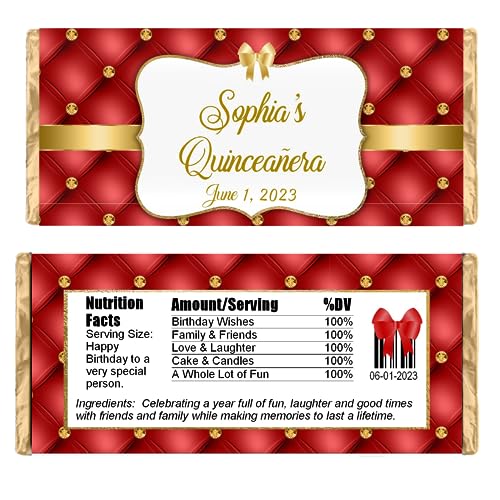 Personalized Candy Wrappers for Chocolate, Birthday Party Favors, Pack of 20 Custom Hershey Bar Labels