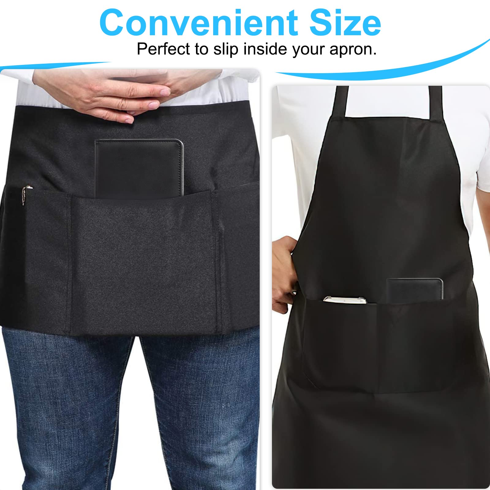 LINTRU Server Books for Waitress, Premium Pu Leather 5 x 8 Inch Servers Book with Zipper Pocket, Waitress Book Fit for Aprons, Check Presenters for Restaurants (A-Pink)