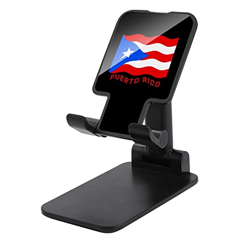 Puerto Rico Flag Foldable Desktop Cell Phone Holder Portable Adjustable Stand for Travel Desk Accessories