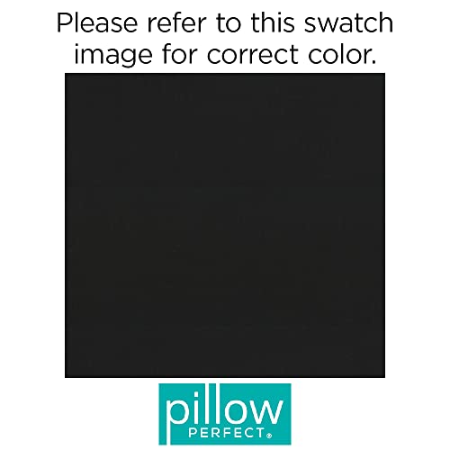 Pillow Perfect Fresco Solid Indoor/Outdoor Wicker Patio Seat Cushion Reversible, Weather and Fade Resistant, Round Corner - 19" x 19", Black, 2 Count
