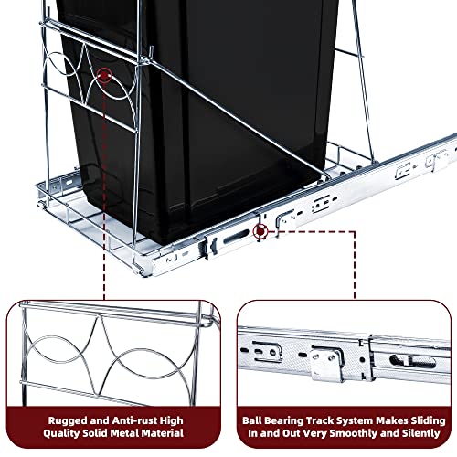 Pull Out Trash Can for Under Cabinet, Adjustable Slide Out Shelf for Kitchen, Cabinet Trash Can Pull Out Kit- bin not Included