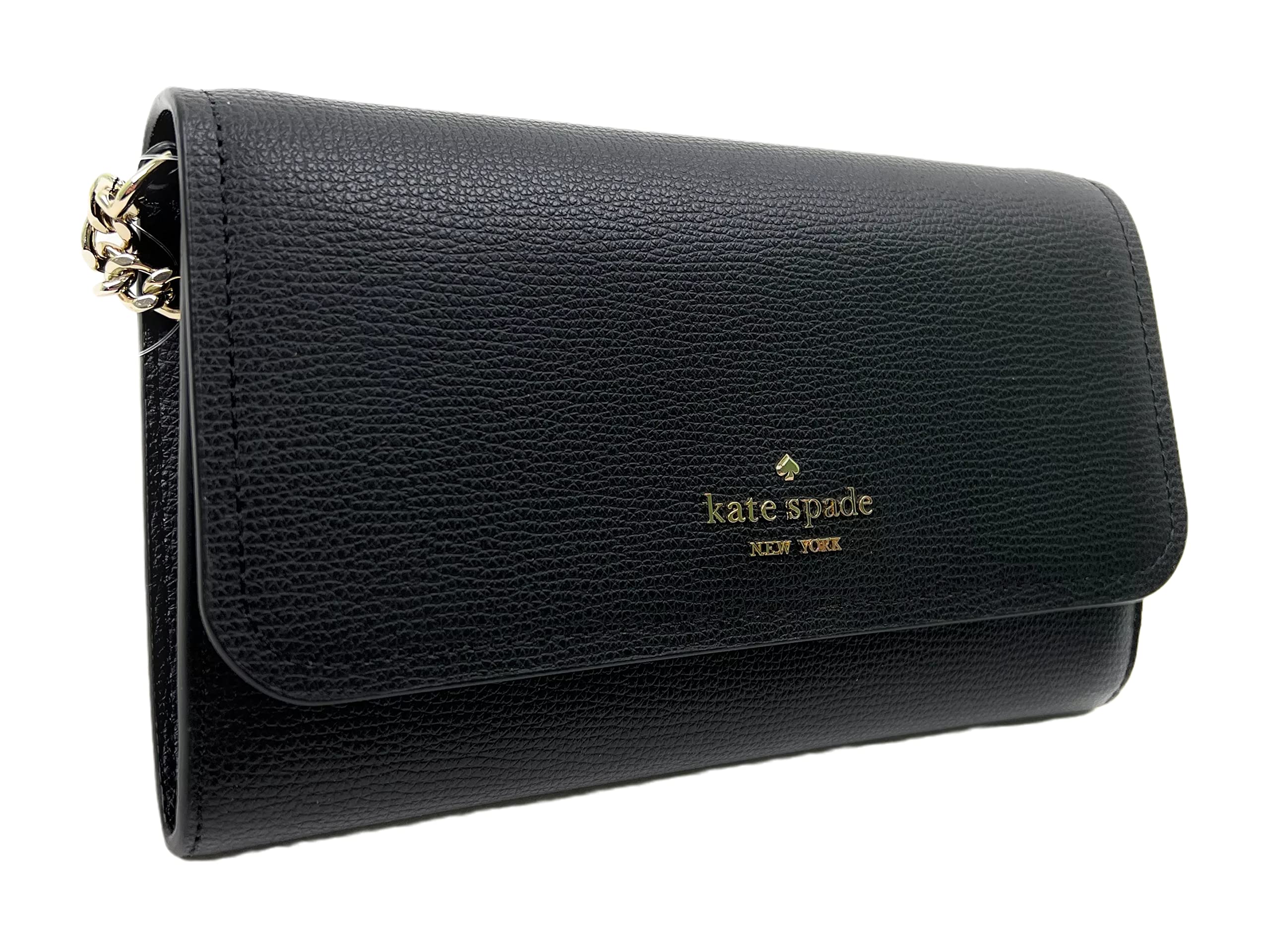 Kate Spade New York Refined Grain Leather Chain Wallet Crossbody Bag (Black)