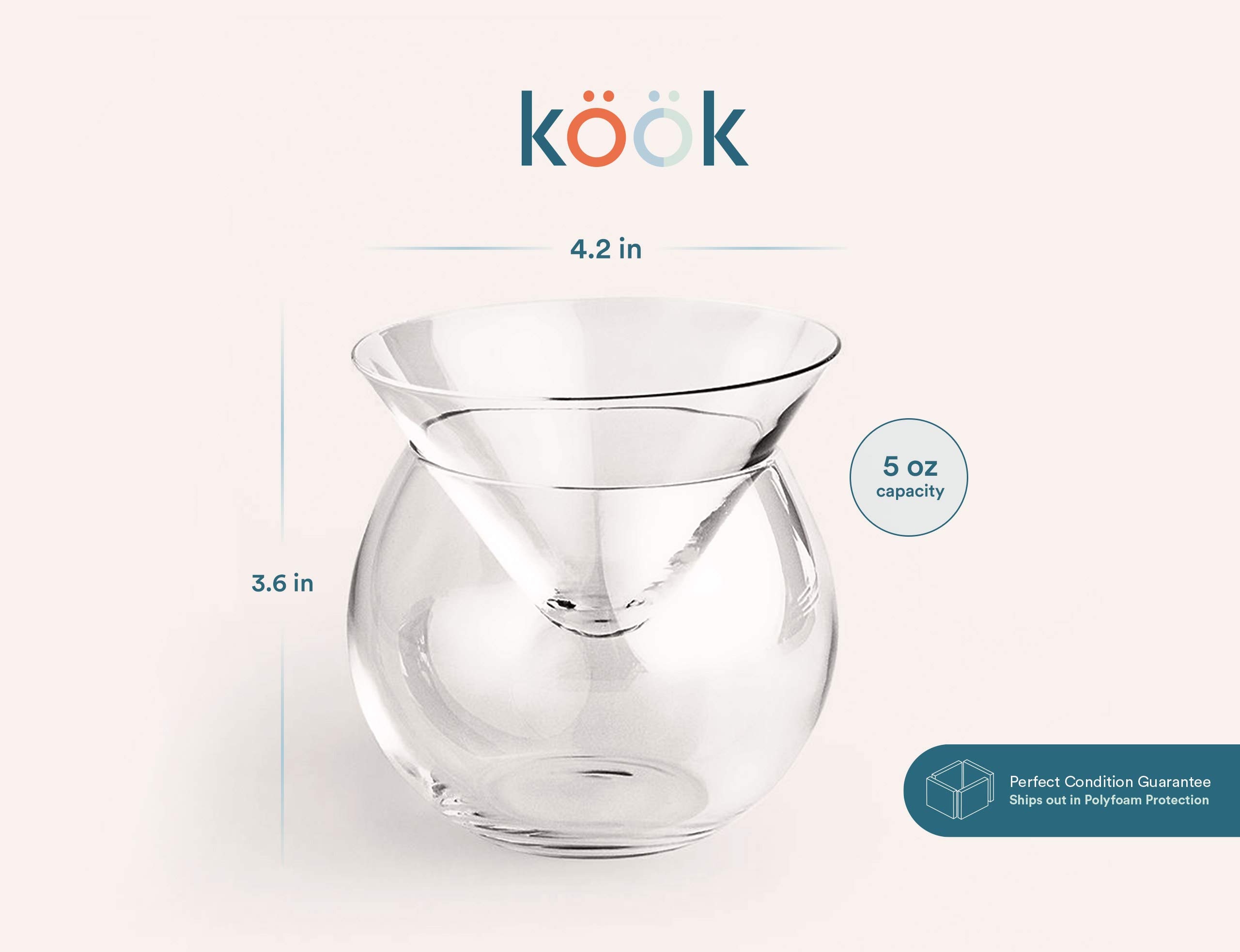 KooK Caviar Servering Set, Glass Chiller Serving Dish with Ice Holder, for Shrimp, Appetizers, Liquor, Martinis and Cocktails, Dishwasher Safe, 5 oz Bowl