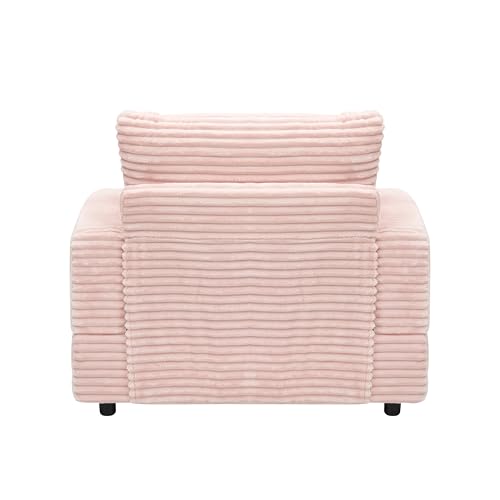 Oversized Single Sofa Cloud Couch Deep Seat Lounge Chaise with Movable Ottoman and Cupholder, Corduroy Upholstered Sleeper Armchair Daybed with Thicked Cushions and Throw Pillows for Living Room