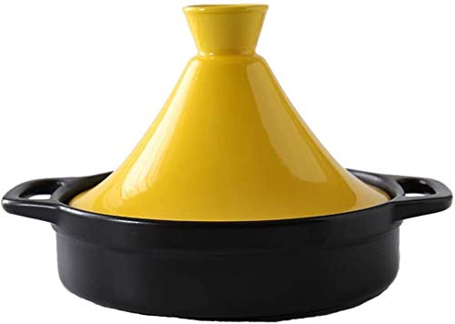 JINXIU Casserole 21Cm Tagine Pot for Cooking, Ceramic Tagine Pot, Tajine Cooking Pot Ceramic Pots for Cooking Stew Casserole Slow Cooker for Home Kitchen,Yellow