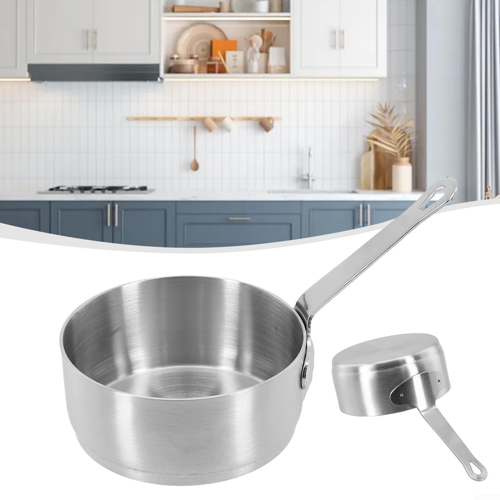 Startbuymore Small Sauce Pan Stainless Steel Saucepans Milk Pot Non Stick Small Saucepan Kitchen Cookware With Hanging Hole Long Handle(Silver(100ML))