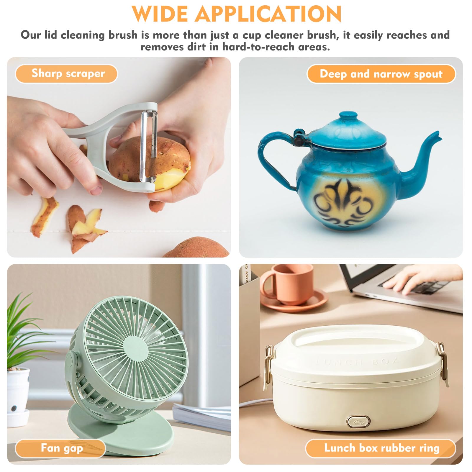 NONENDU 3 in 1 Cup Lid Cleaning Brush, Portable Cup Cleaner Brush, 2024 New Water Bottle Cleaner Brush, 3 in 1 Multifunctional Cleaning Brush for Home Kitchen Cleaning Tools(3PCS)