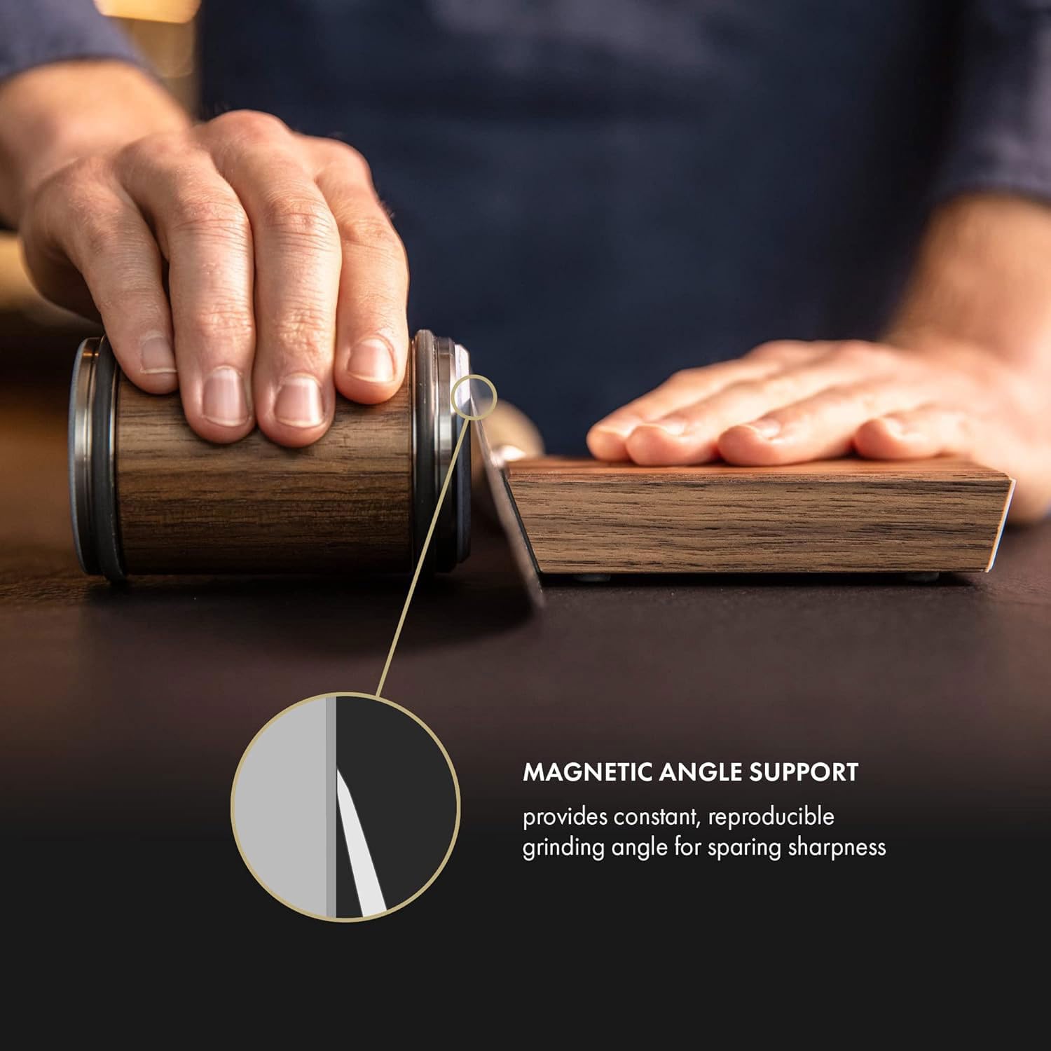 LESHP Rolling Knife Sharpener Tool, Roller Edge Countertop Knife Sharpener Kit Set Industrial Diamond Kitchen Knife Stone Set for Steel of Any Hardness and Two Grinding Angles of 15° and 20° (brown)