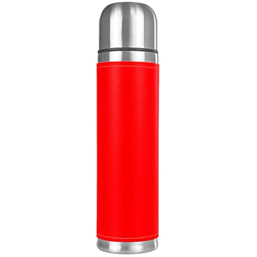 Pure Red Stainless Steel Water Bottle Leak-Proof, Double Walled Vacuum Insulated Flask Thermos Cup Travel Mug 17 OZ