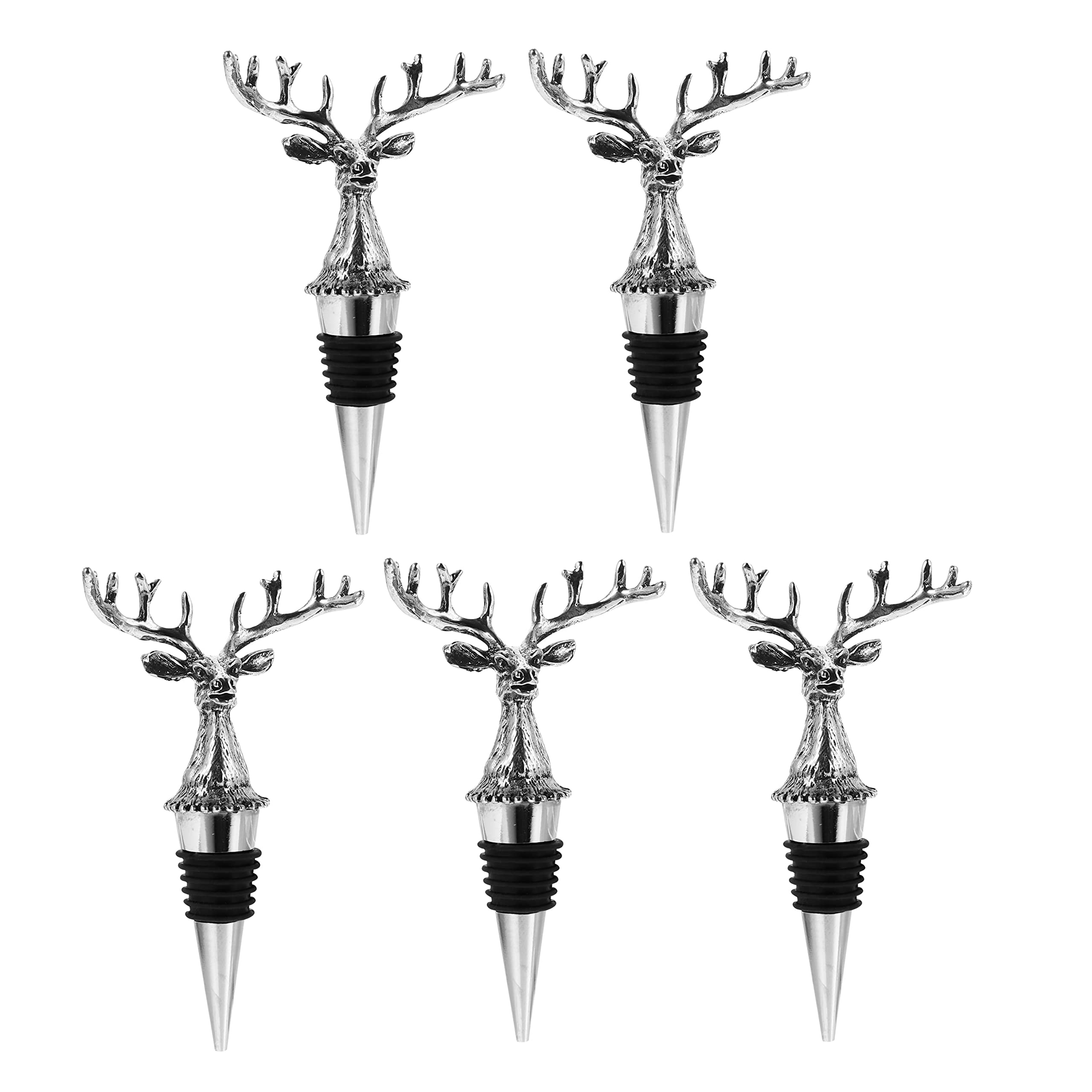 LUOZZY 5 Pcs Elk Head Bottle Stopper Christmas Antler Wine Stopper Christmas Wine Bottle Stoppers Christmas Party Supplies Favors