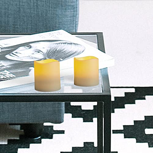 LampLust Outdoor Flameless Candles 3x3 - Battery Operated, Waterproof, Flickering LED Flame, Remote Control with Timer, Decorative Small Pillar Candles for Outdoor Decor - Set of 2