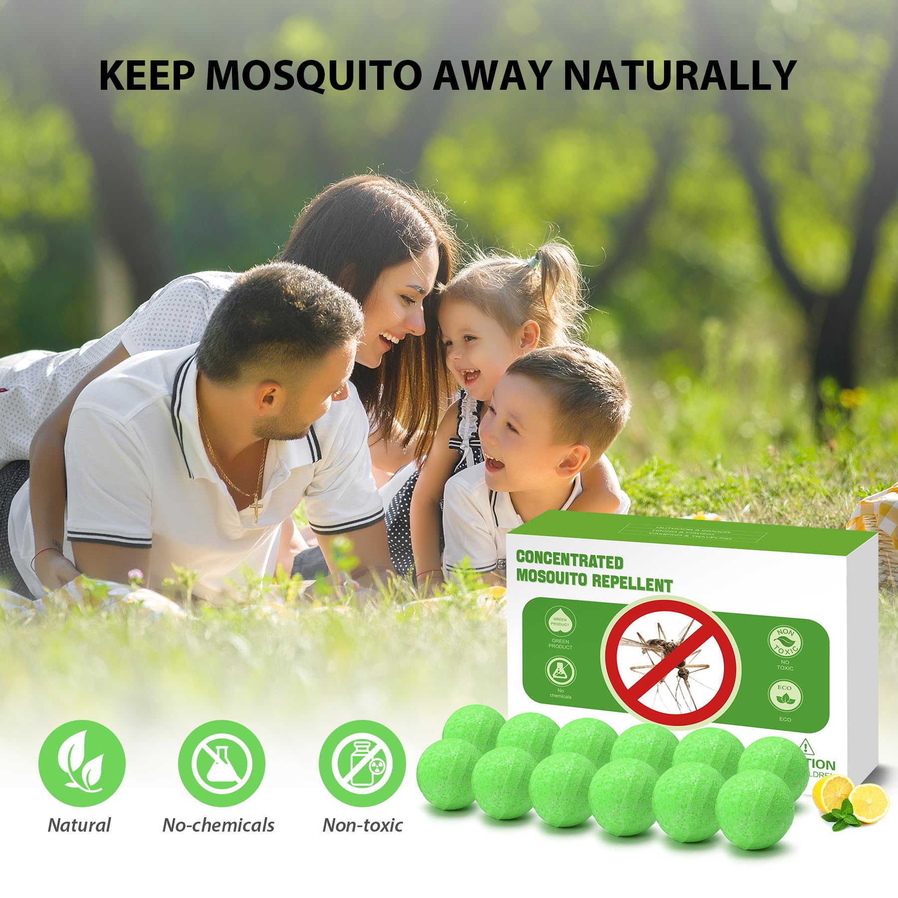 MAGIC CAT 12 Pack Mosquito Repellent Ball, Natural Insect Deterrent Mosquito Barrier for Effective Indoor Protection, Powerful Outdoor Mosquito Repellent for Patio, Yard, Garden Mosquito Control