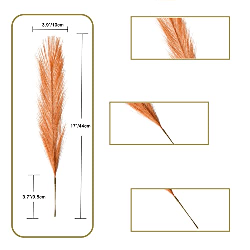 ONLY ART 20pcs Orange Artificial Silk Pampas Grass 17β for Mother's Day Home Kitchen Wedding Party Special Event Spring Holiday Decorations