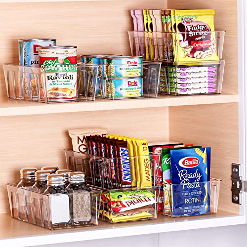 Puricon 4 Pack Pantry Organization and Storage Bins for Kitchen Fridge Countertop Cabinet Bundle with Clear Lazy Susan Turntable Organizer (12 Inch & 10")
