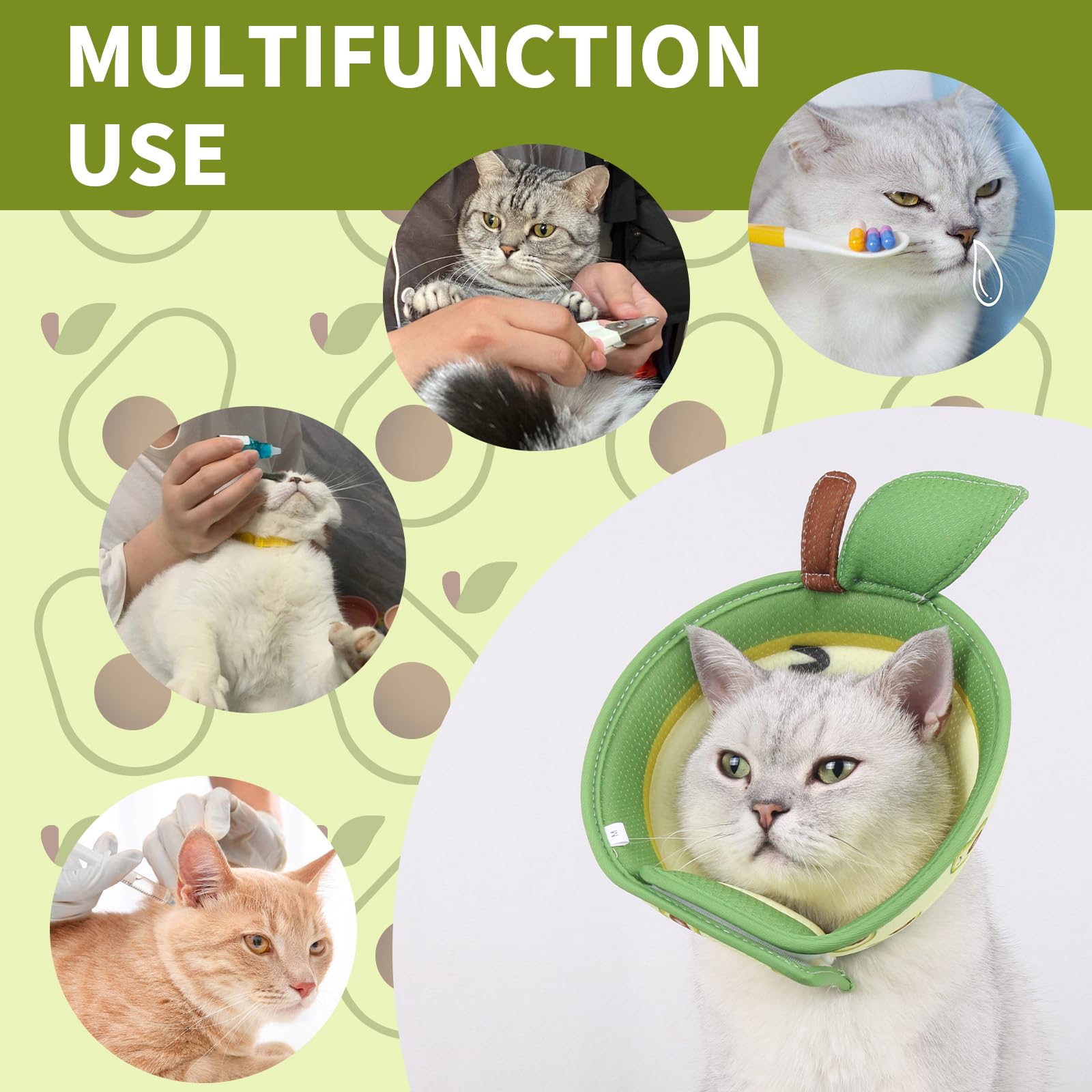 WZ PET Cat Recovery Collar Cone,Adjustable Cat Cone Collar Soft,Cone for Cat After Surgery,Kitten Cone,Medium