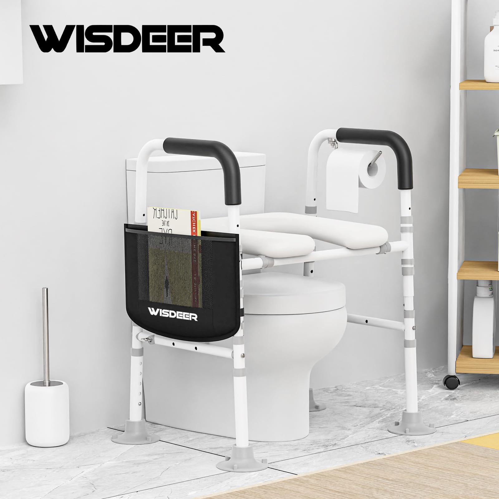 Padded Raised Toilet Seat with Handles,Toilet Seat Elevatorsā Adjustable Medical Elevated Toilet Riser for Seniors, Supports Up to 400 lbs, Handicap-Friendly Comfort Solution