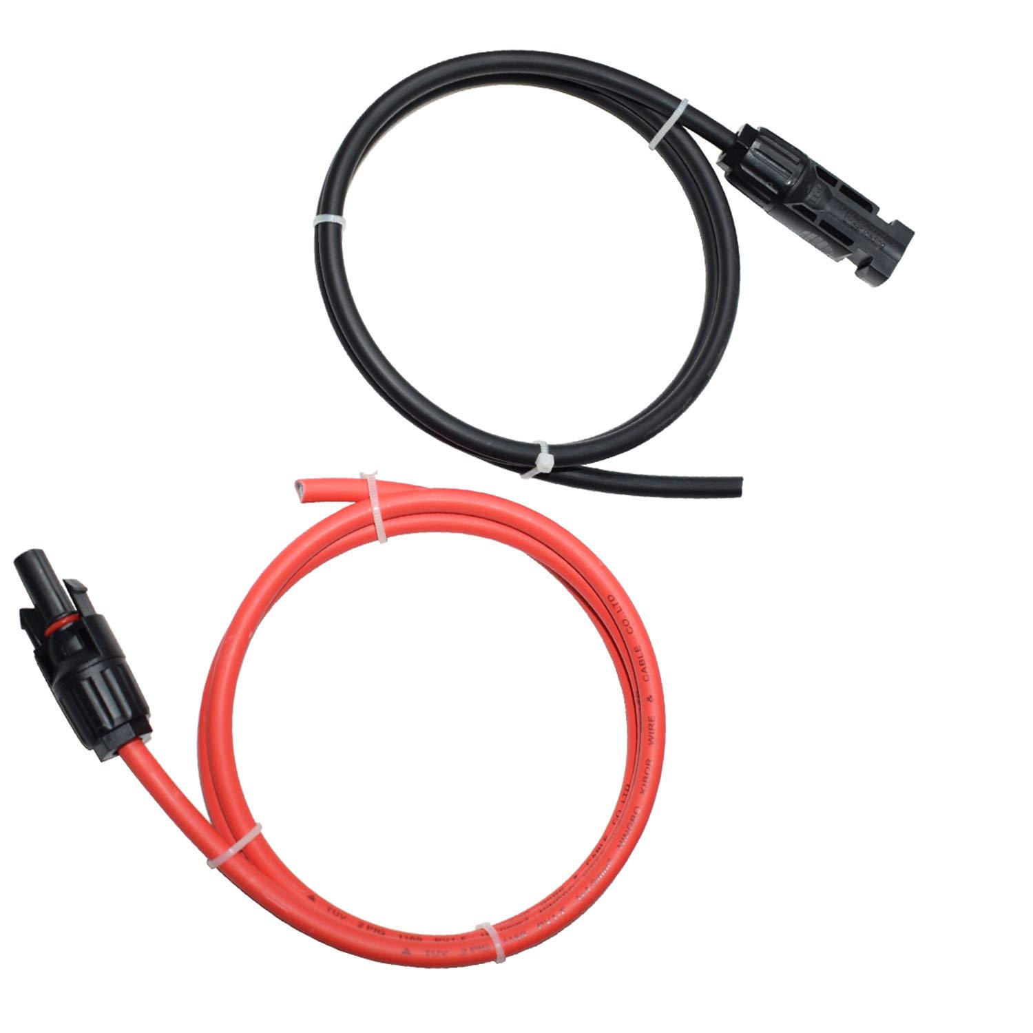 LIXINTIAN 3.3 Feet (4mm²) Solar Panel Extension Cable,with Female and Male Connectors (3.3FT Red+3.3FT Black)