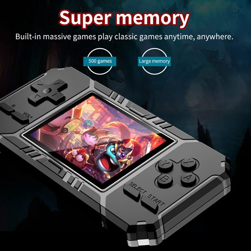 MACIMO Retro Portable Mini Handheld Game Console 8-Bit 3.0 Inch Color Screen LCD Game Player Built-in 500 Games-Green