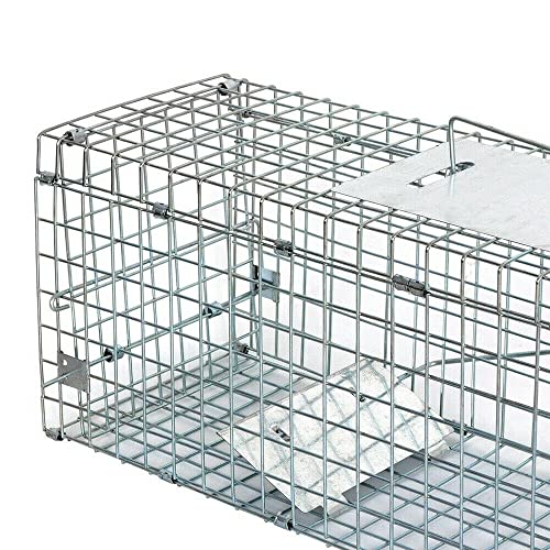 Live Animal Trap Cage Humane Cat Trap Rabbit Trap Humane Mouse Trap Live Traps for Raccoons Small Animal Trap Squirrel Traps Outdoor Groundhog Trap, 24'' Steel Humane Release Rodent Cage