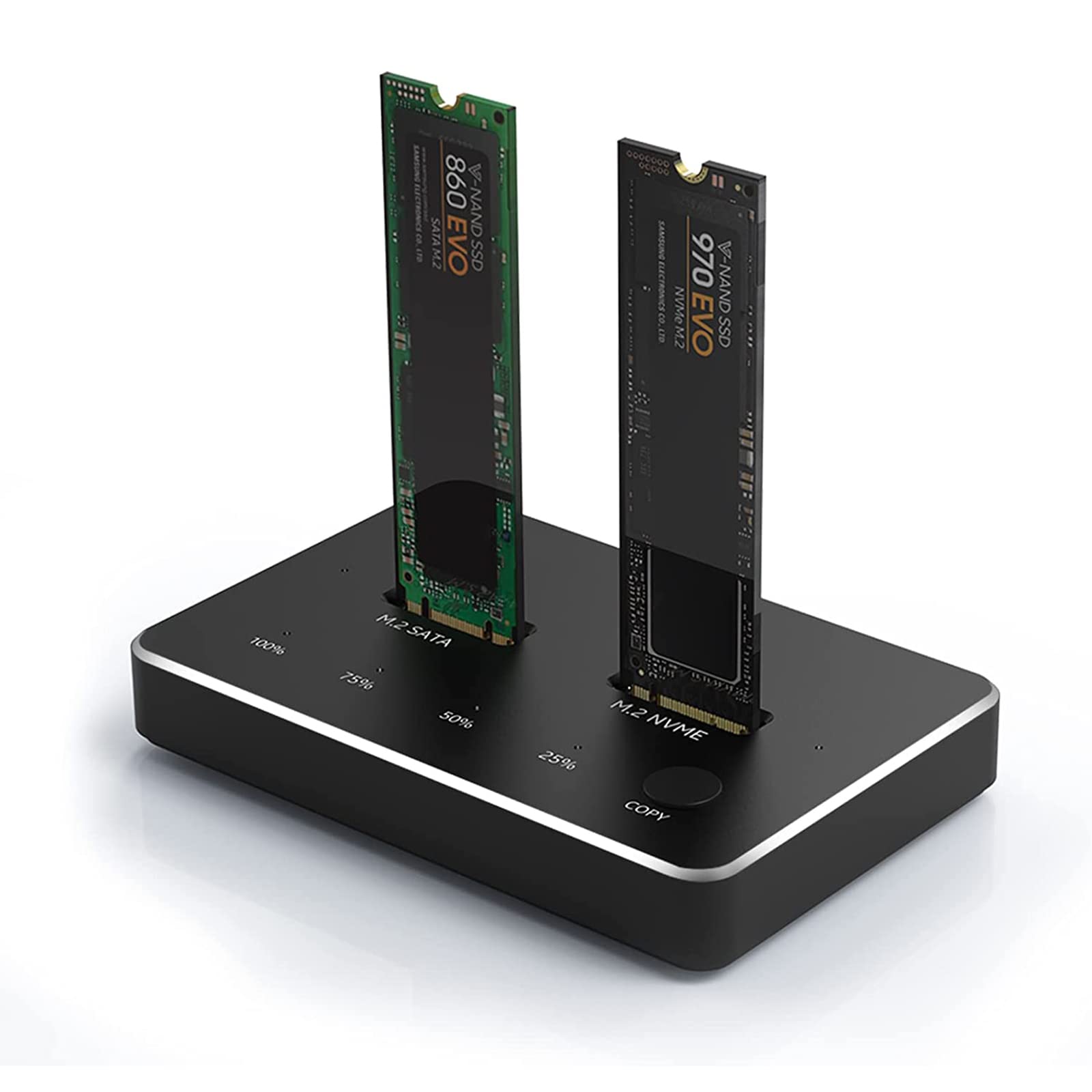 Mackertop USB C 3.1 Dual-Bay NVME Docking Station, M.2 NVME SATA External Hard Drive Enclosure Adapter, 10Gbps High Speed Reader Base Supports SATA/NVME M.2 SSD Offline Clone Duplicator