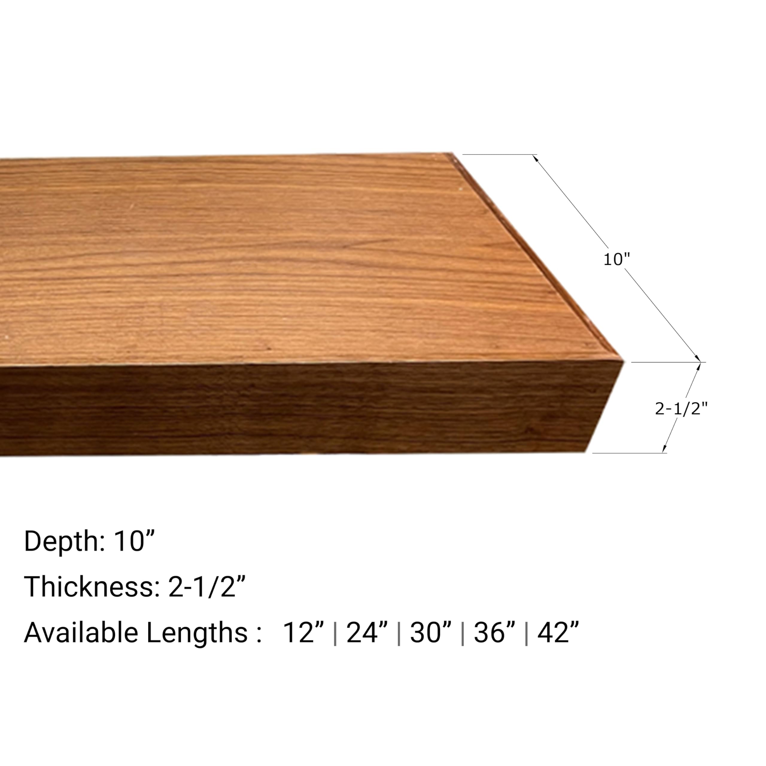 Rok Hardware Single Piece Floating Kitchen Shelf, 42 Inch (1067mm) Length x 10 Inch (254mm) Depth, Wall Mounted, White Oak Finish Floating Shelf for Bathroom, Living Room FLO42X10OAK
