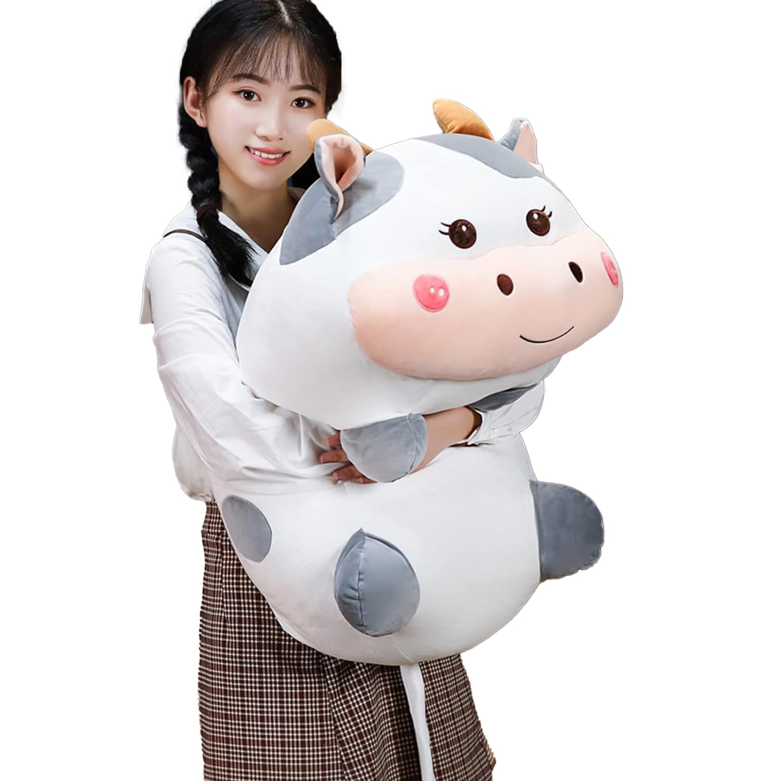Litence Weighted Cow Stuffed Animals, 19.7in 5lbs Weighted Cow Plush Toy Soft Cow Plush Body Pillow Gifts for Boys Girls