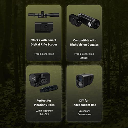 LK01 Auxiliary Ballistic Smart Laser Range Finder, 1200M External Laser Rangefinder with ± 0.5m Accurate, IP65, Compatible with Picatinny Rails, Works with MILESEEY TNV10 Thermal Monocular