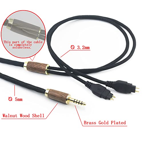 NewFantasia 4.4mm Balanced Cable 6N OCC Copper Silver Plated Cord Compatible with Sennheiser HD650, HD600, HD580, HD660S, HD58X, Massdrop HD6XX Headphone Walnut Wood Shell 3meters/10ft