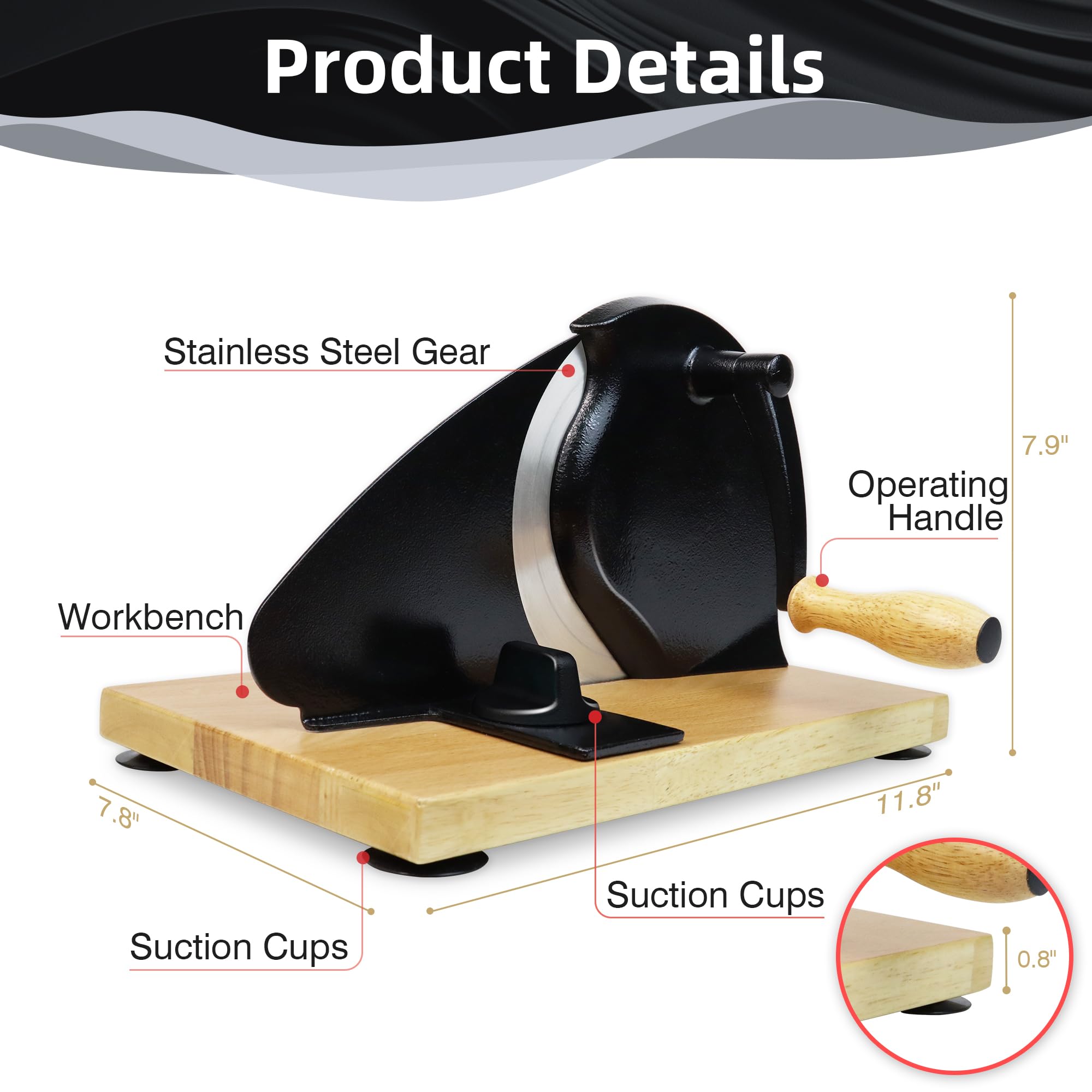 Manual Bread Slicer Versatile Hand-Crank Bread Slicer Manual Rotary Bread Slicer stainless steel slices for Butter, Chocolate, Sausage etc Adjustable Width 0.78'' for Homemade & Commercial Use