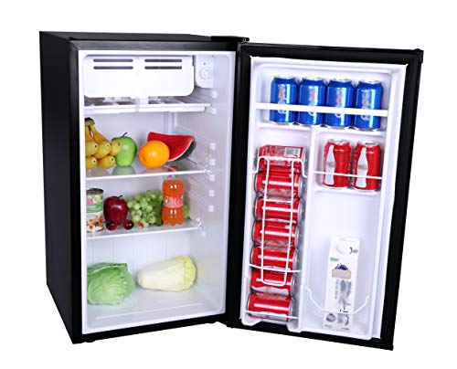 RCA RFR335, 3.2 Cu Ft Compact Design Mini Fridge with Freezer, Black Stainless & COMFEE' EM720CPL-PMB Countertop Microwave Oven with Sound On/Off, ECO Mode and Easy One-Touch Buttons, 0.7cu.ft, 700W