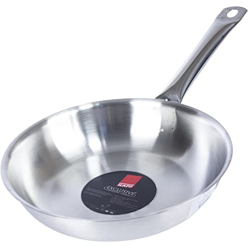 KAPP Frying Pan/Triply Stainless Steel Skillet/Fry Pan with Long and Stay Cool Handle, 11 Inch, Silver