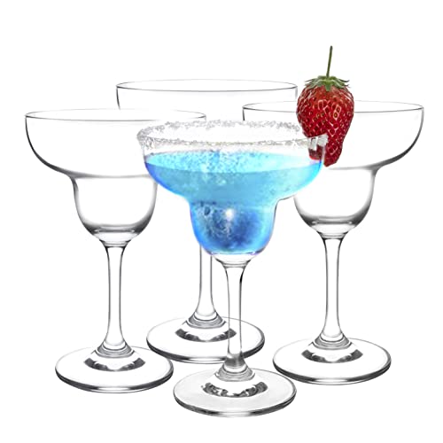 JEKOSEN Crystal Margarita Cocktail Glasses 9 Ounce Set of 4 Premium Strong Lead-Free Clear Party Drinking Glasses