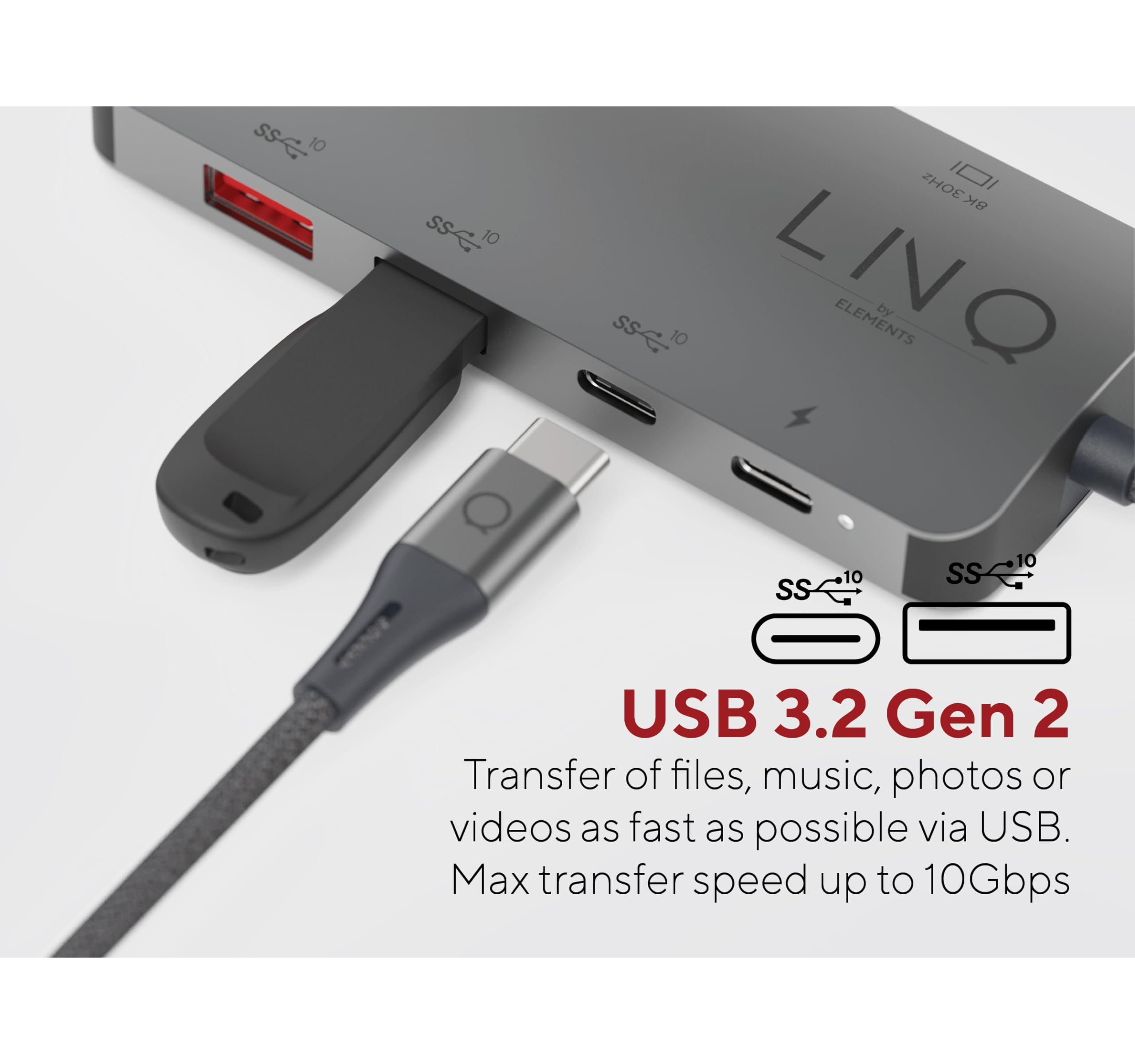 LINQ byELEMENTS LQ48022 8-in-1 8K Pro Studio SSD USB-C Multiport Hub