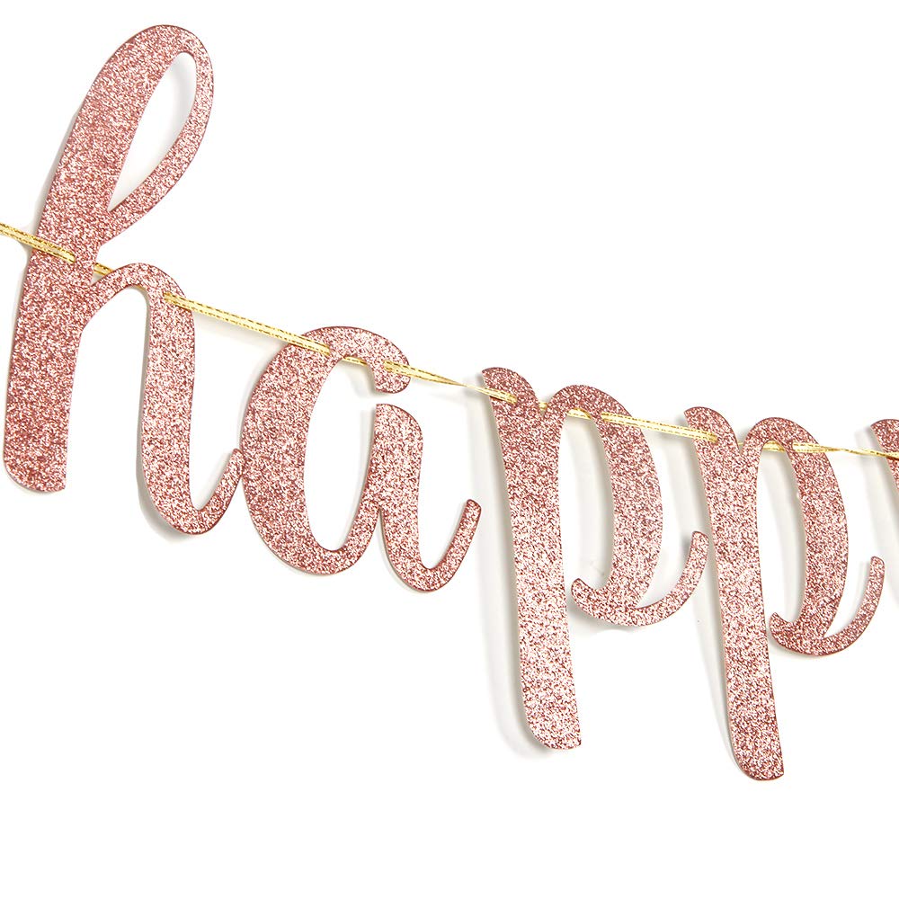 INNORU Glitter Happy 60th Birthday Banner - 60 Bitches Sign Banner - Cheers to 60 Years Birthday Party Bunting Decorations Rose Gold