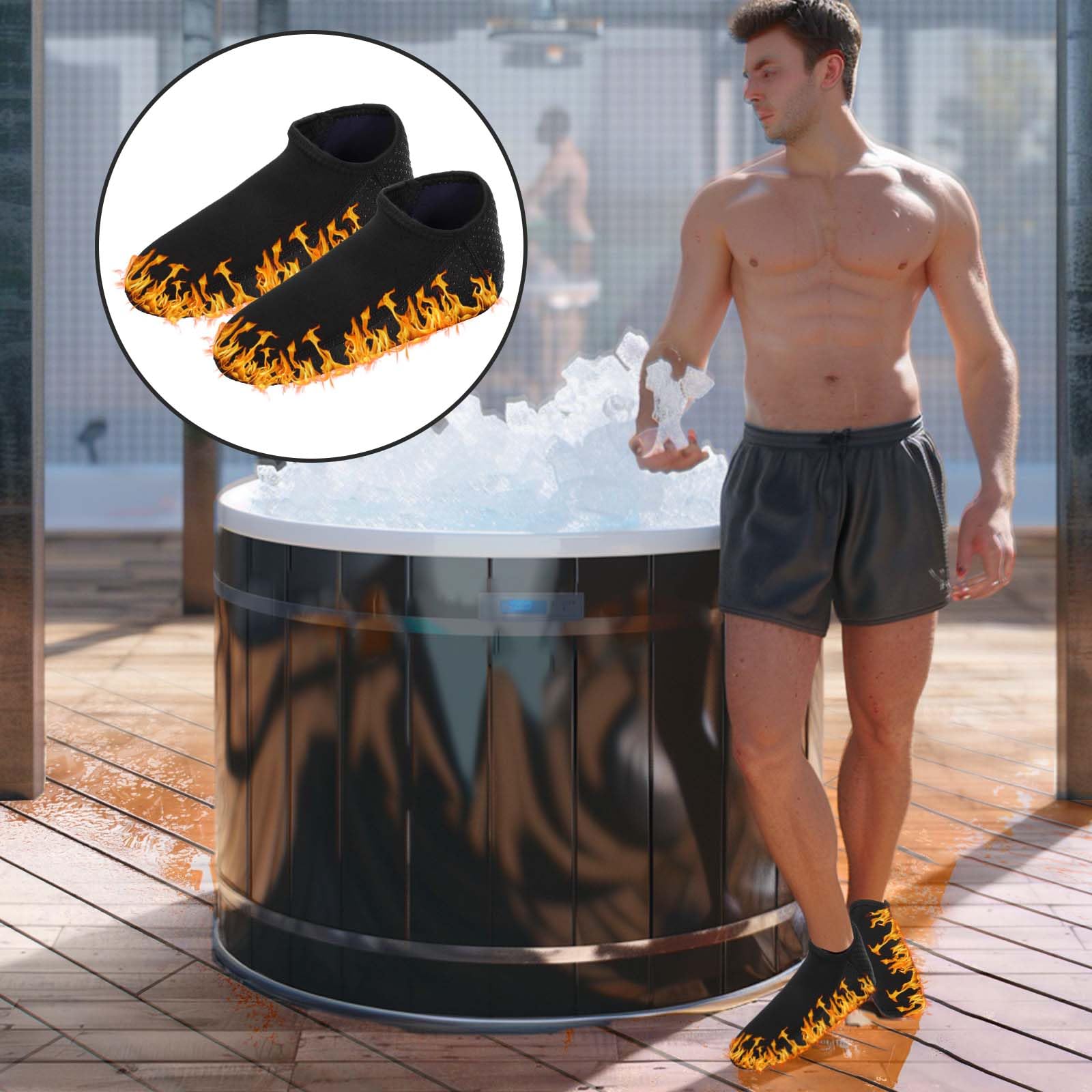 Palksky 1 Pairs Neoprene Cold Plunge Socks, Ice Bath Socks, Neoprene Booties Cold Water, Cold Plunge Tub Accessories, Reusable Toe Warmers for Cold Coolers, Ice Baths at Home(L)