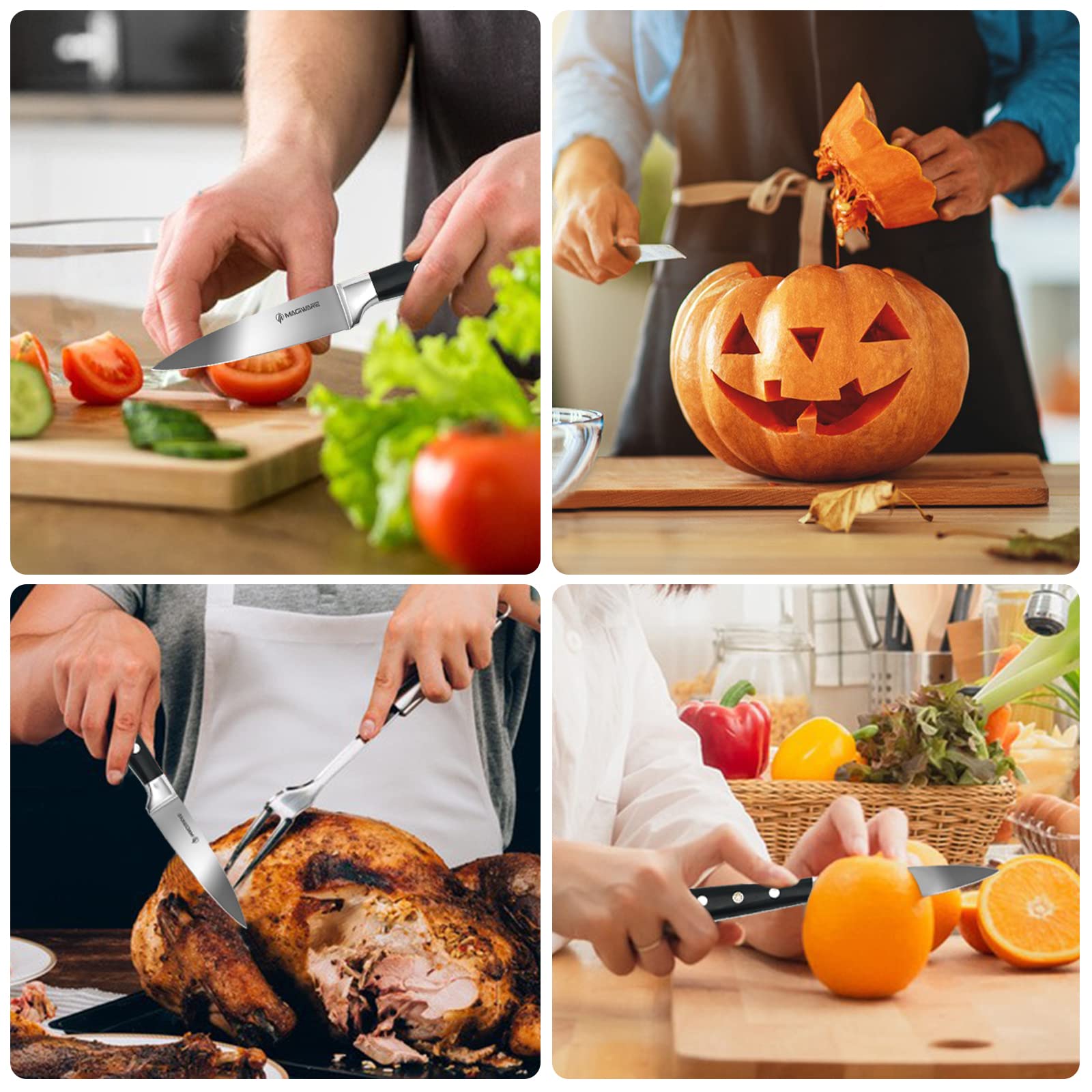 Magiware Paring Knife, 3.5 Inch Ultra Sharp Small Kitchen Knife, Forged German High-Carbon Steel with Ergonomic Wooden Handle