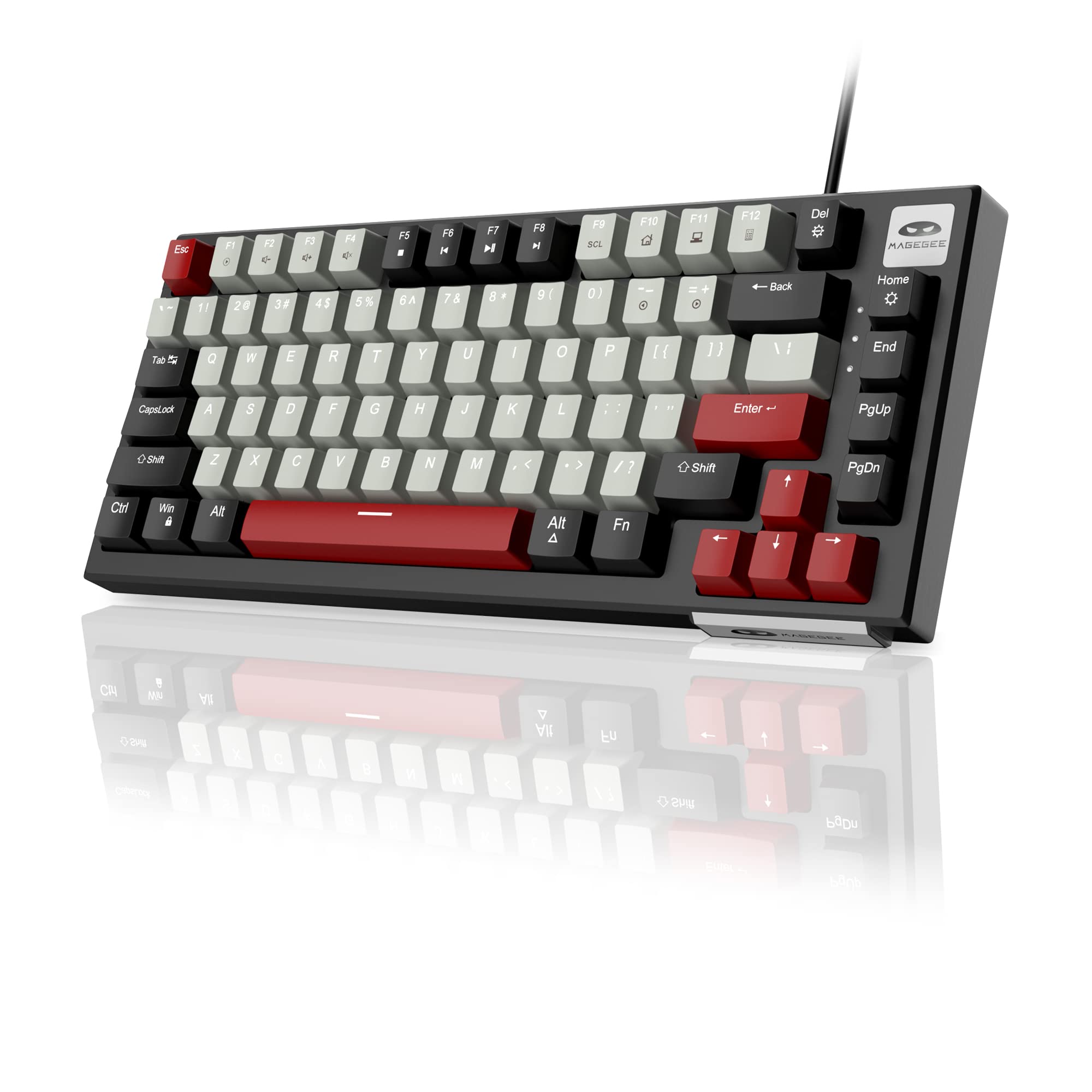 MageGee Mechanical Keyboard, Wired Gaming Keyboard Backlit Ultra-Slim USB Keyboards with Red Switches 81 Keys for PC Windows Computer Laptop(Black Grey)…