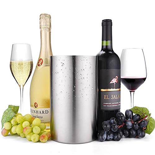Jolitac 4 Pack Wine Chiller Bucket, Stainless Steel Double Wall Wine Cooler Bucket, Keeps Cold for Hours Wine Bottle Cooler Chiller Insulated Champagne Beer Ice Bucket (4 PCS)