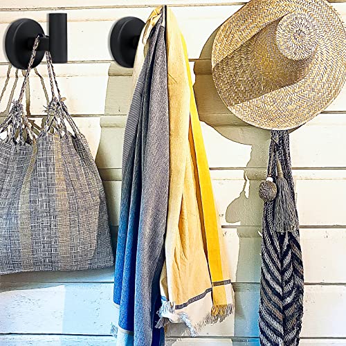 Nidacci Towel Hooks 20 Packs Matte Black, Towel Coat Robe Clothes Cabinet Closet Hook Stainless Steel Heavy Duty Door Hanger Wall Hook for Bathroom Bedroom Kitchen Hotel Pool