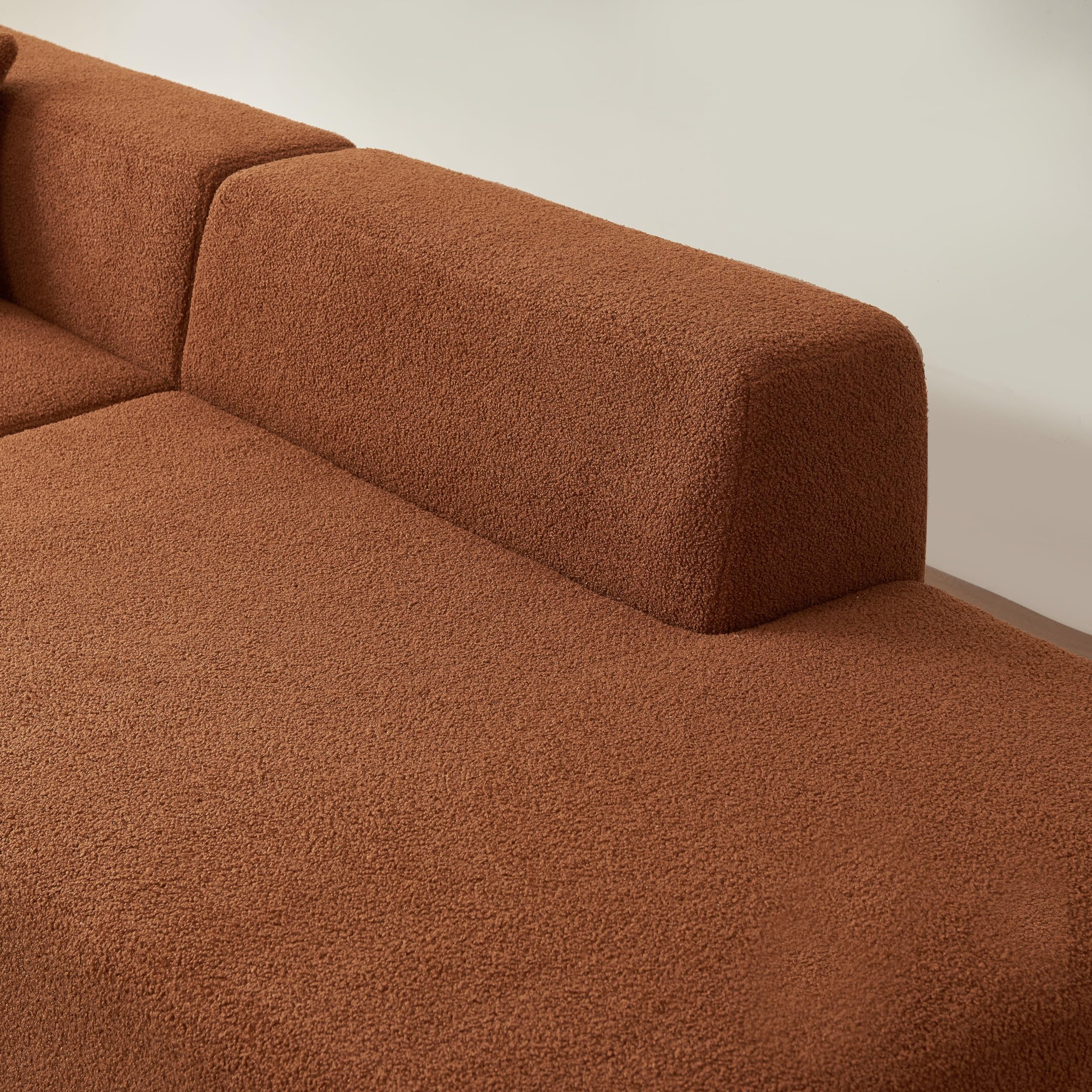 Pamag pieeoo Modular Sectional Sofa Couch for Living Room, Lambswool Fabric Modern L-Shape Sectional Sofa with Right Chaise Lounge, Living Room Upholstered 5-Seater Corner Sofa Couch (Orange)