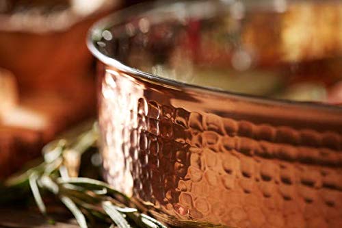 Lagostina Q5544764 Martellata Tri-ply Hammered Stainless Steel Copper Dishwasher Safe Oven Safe Stockpot / Casserolle Cookware, 5-Quart, Copper